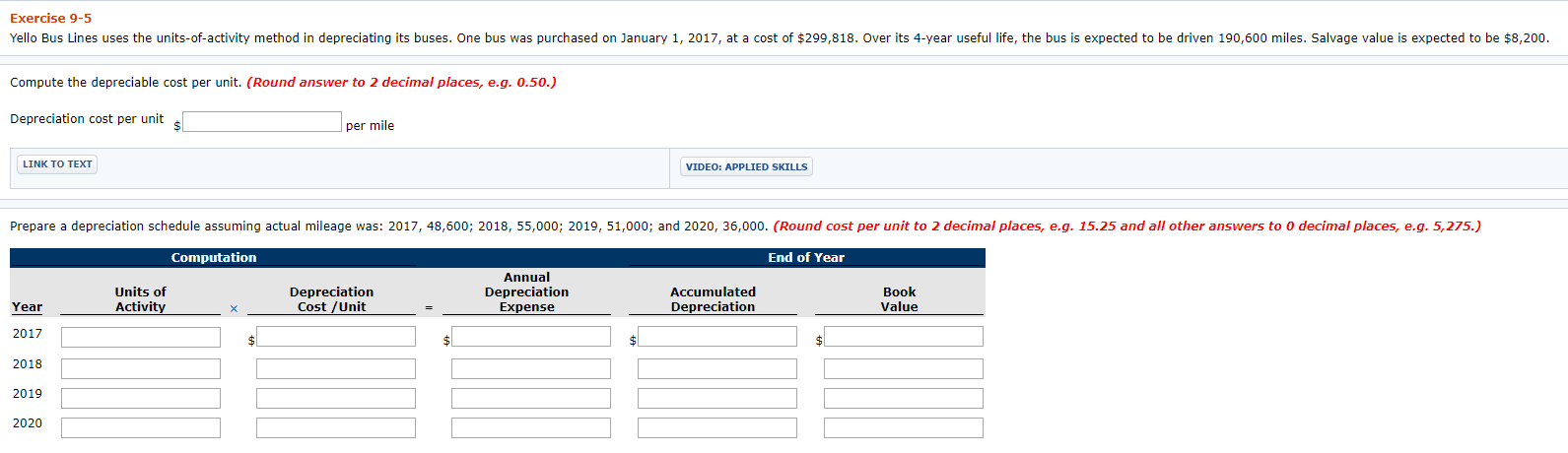 Solved Exercise 9-5 Yello Bus Lines uses the | Chegg.com