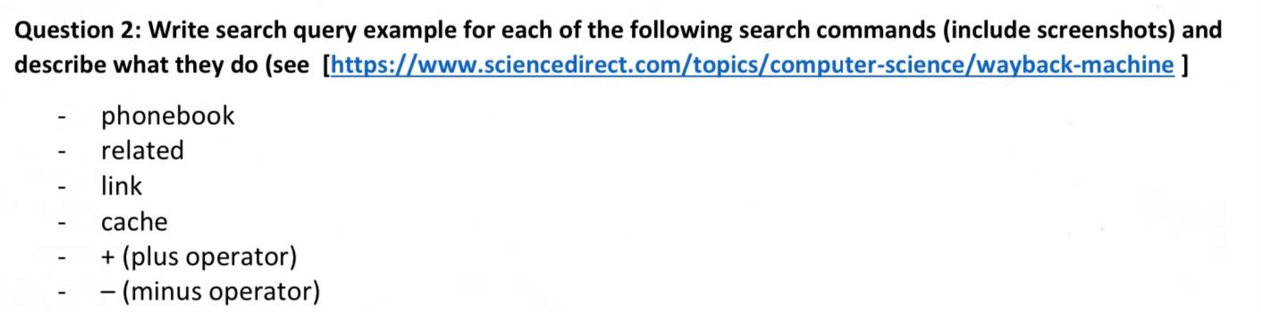 Solved Question 2: Write search query example for each of | Chegg.com