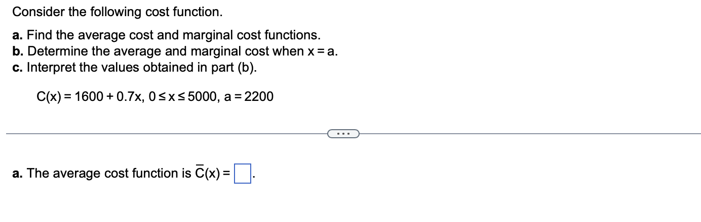 Solved Consider The Following Cost Function A Find The
