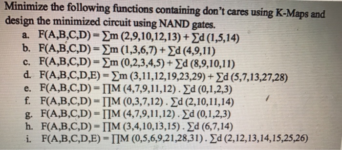 Solved Minimize the following functions containing don't | Chegg.com