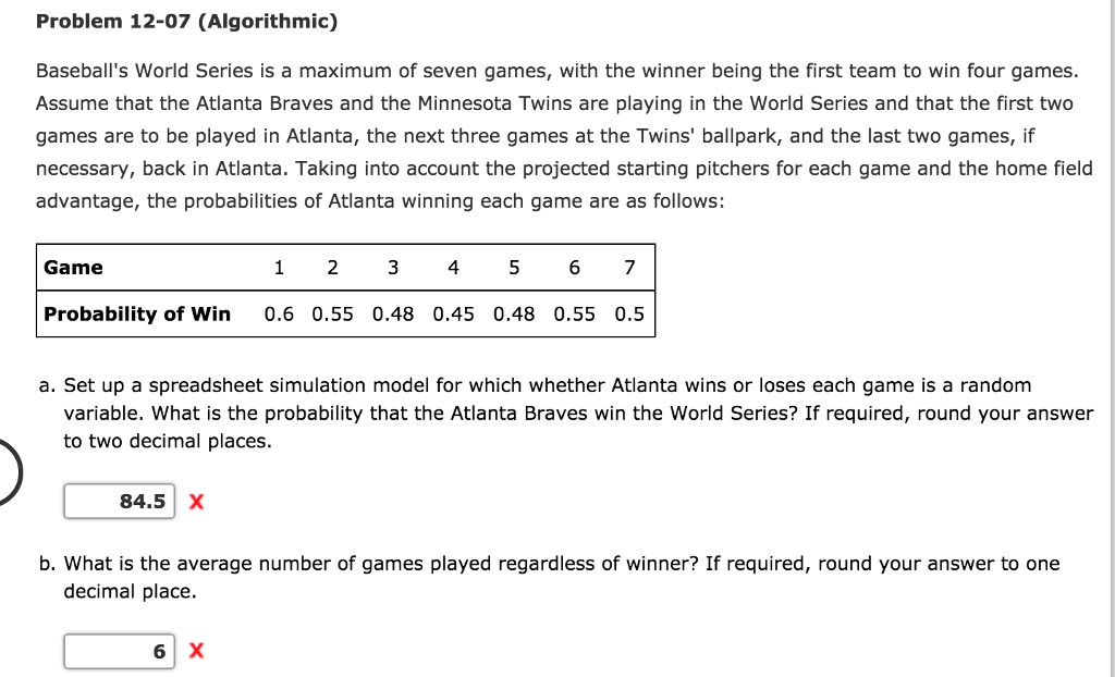 Solved Problem 12 07 Algorithmic Baseballs World Series