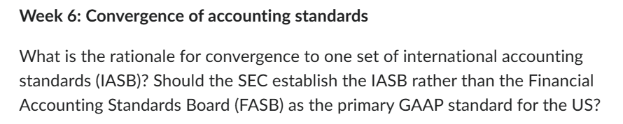 Solved Week 6: Convergence of accounting standards What is | Chegg.com