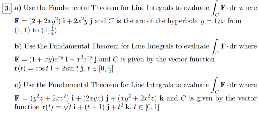 Solved 3. a) Use the Fundamental Theorem for Line Integrals | Chegg.com