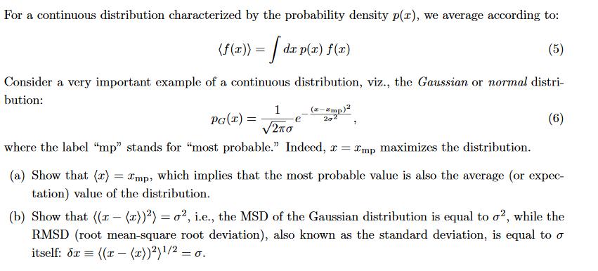 Solved For a continuous distribution characterized by the | Chegg.com