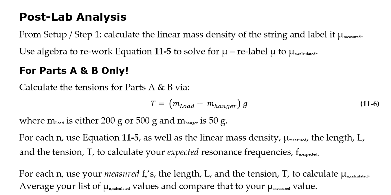 Post Lab Analysis From Setup Step 1 Calculate The 8638
