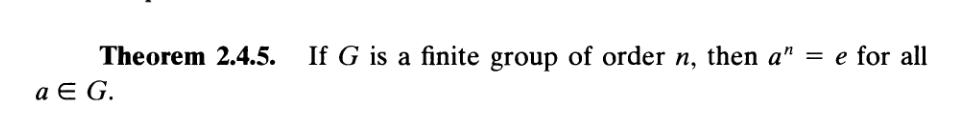Solved Theorem 2.4.5. If G is a finite group of order n, | Chegg.com