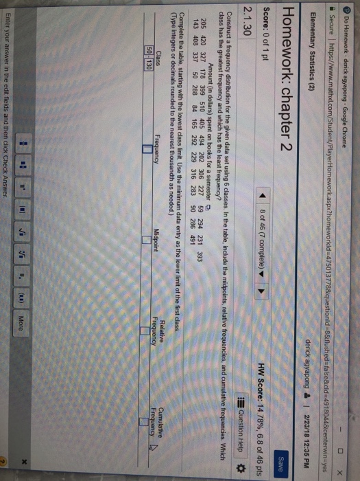 Solved 475013 49180448icenterwin yes Homework: chapter 2 | Chegg.com