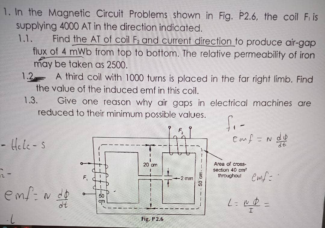 Solved 1. In the Magnetic Circuit Problems shown in Fig. | Chegg.com