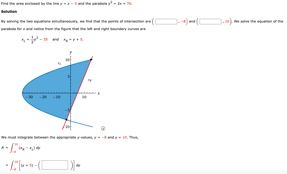 Solved Find the area enclosed by the line y = x - 5 and the | Chegg.com