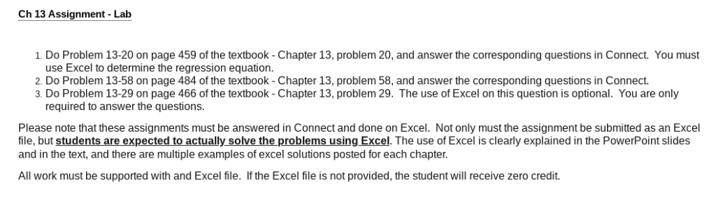 Solved Ch 13 Assignment Lab 1. Do Problem 13-20 on page 459 | Chegg.com