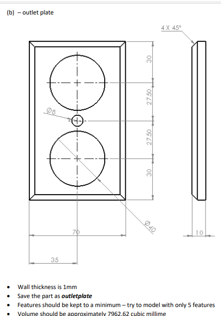 Solved Solidworks part an outlet. any help you can give with | Chegg.com