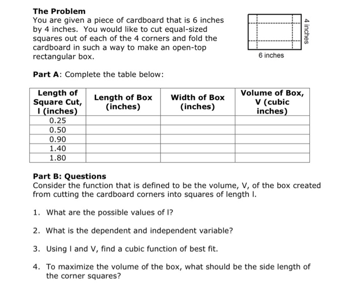 Solved You are given a piece of cardboard that is 6 inches | Chegg.com