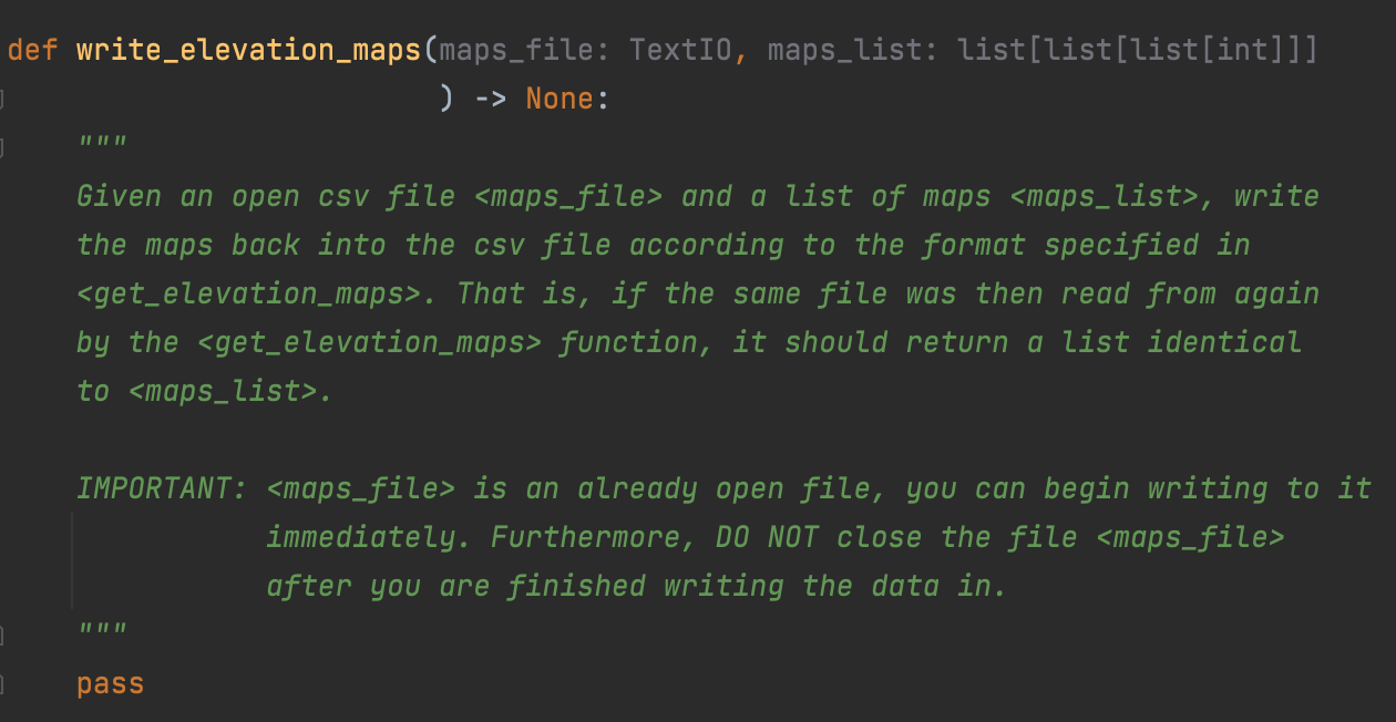 Solved def write_elevation_maps (maps_file: Textio, | Chegg.com
