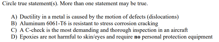 Solved Circle true statement(s). More than one statement may | Chegg.com