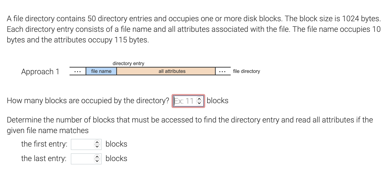 Solved A file directory contains 50 directory entries and | Chegg.com