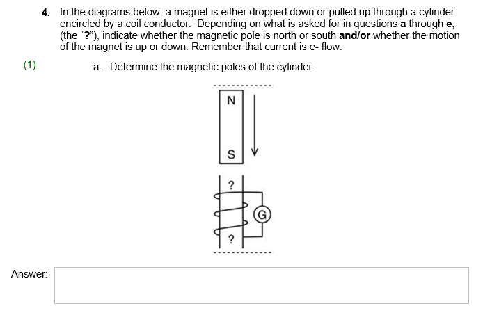 Solved 4. In the diagrams below, a magnet is either dropped | Chegg.com