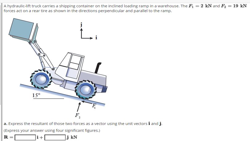 Solved A hydraulic-lift truck carries a shipping container | Chegg.com