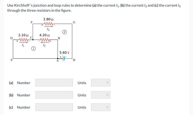 Solved Use Kirchhoff 's junction and loop rules to determine | Chegg.com