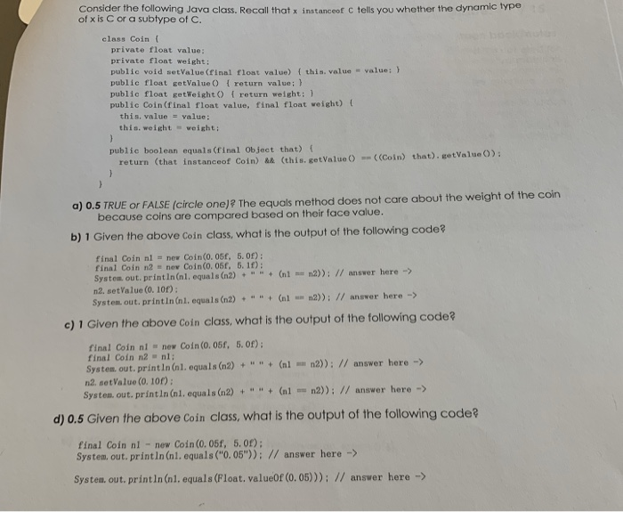 Solved Consider the following Java class. Recall that x | Chegg.com
