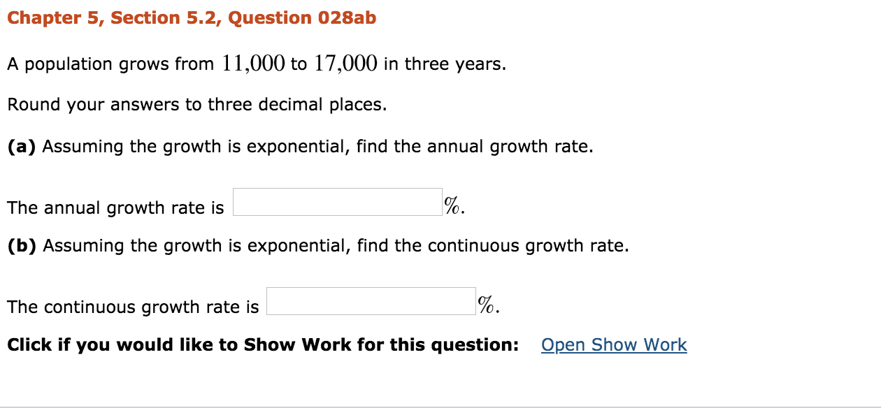 Solved Chapter 5, Section 5.2, Question 028ab A population | Chegg.com