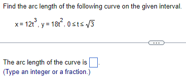 Solved Find the arc length of the following curve on the | Chegg.com
