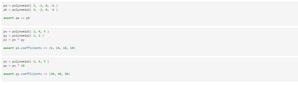 Solved Design and implement python polynomial class using | Chegg.com