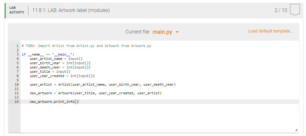 Solved 11.8 LAB: Artwork label (modules) Define the Artist | Chegg.com