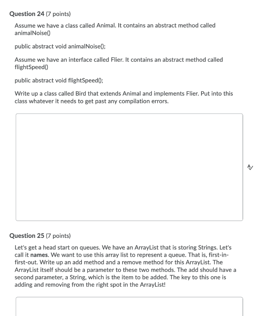 Solved Question 24 (7 points) Assume we have a class called | Chegg.com