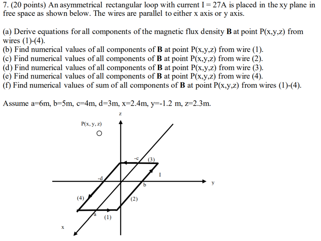 Solved 7. (20 points) An asymmetrical rectangular loop with | Chegg.com