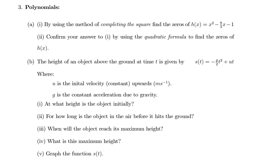 Solved (a) (i) By using the method of completing the square | Chegg.com