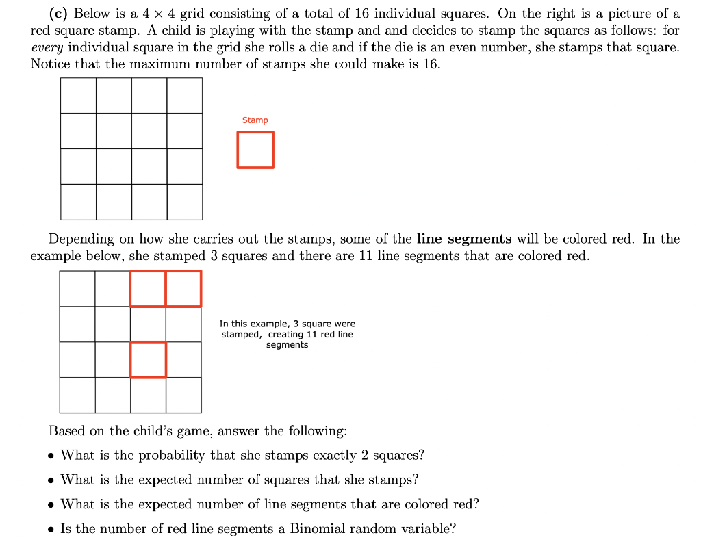 Solved (c) Below is a 4 x 4 grid consisting of a total of 16 | Chegg.com
