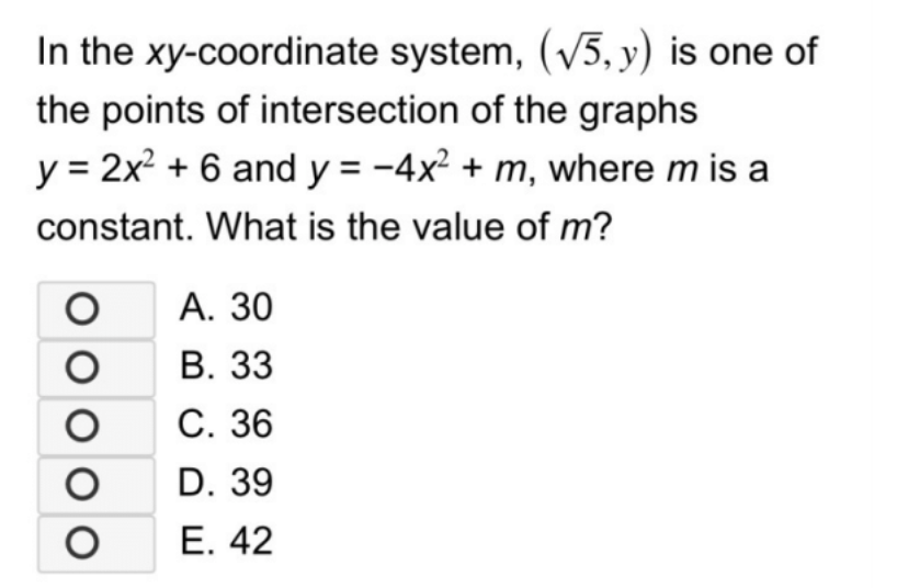 Solved In the xy-coordinate system, (5,y) is one of the | Chegg.com
