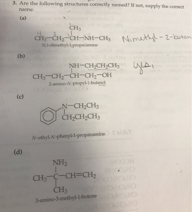Solved 3. Are the following structures correctly named? If | Chegg.com