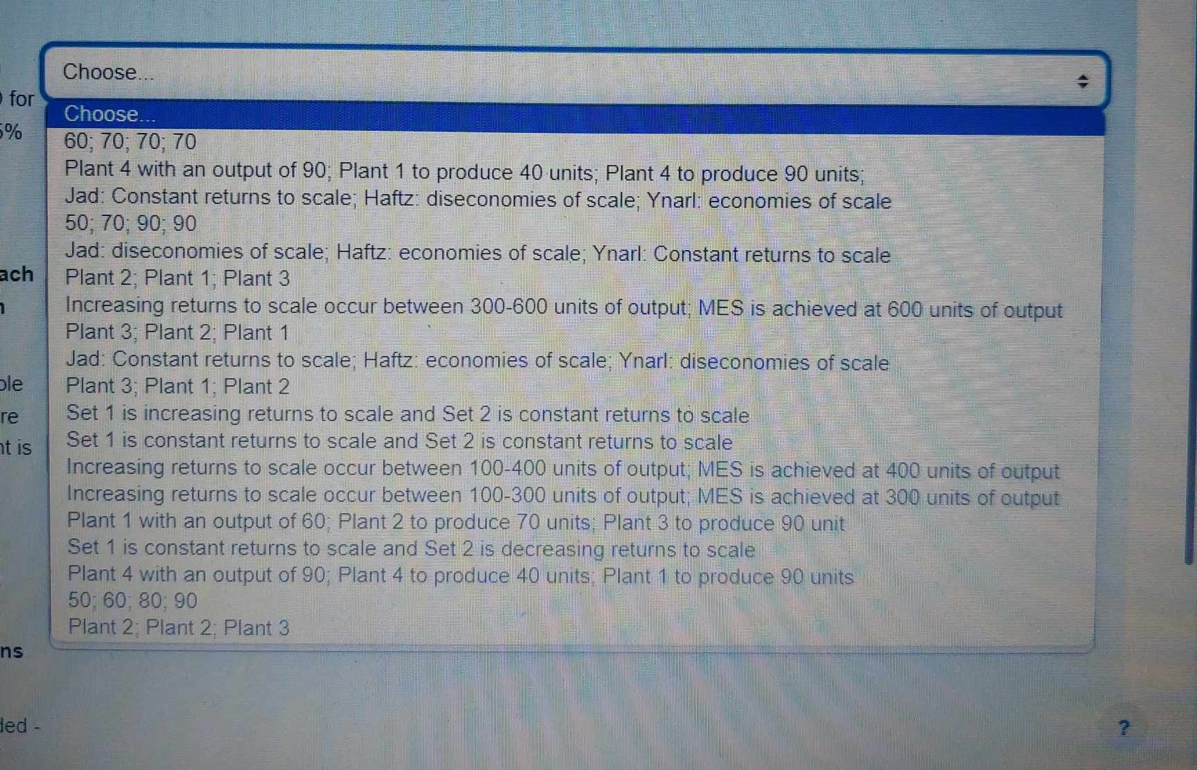 Choose. 60;70;70;70 Plant 4 with an output of 90 ; | Chegg.com