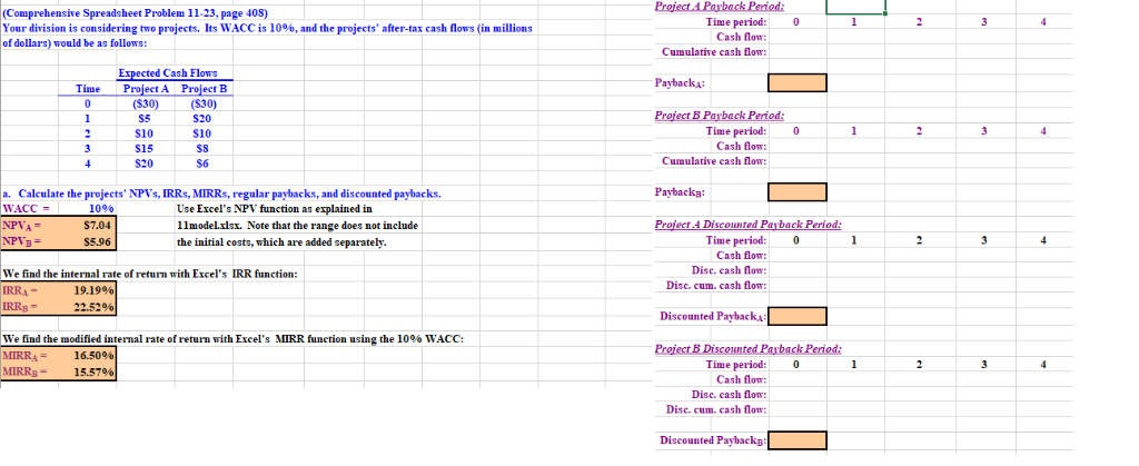 Solved Comprehensive Spreadsheet Problem 11-23, page 40S) | Chegg.com