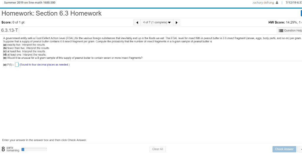 Solved A government entity sets a Food Defect Action Level | Chegg.com