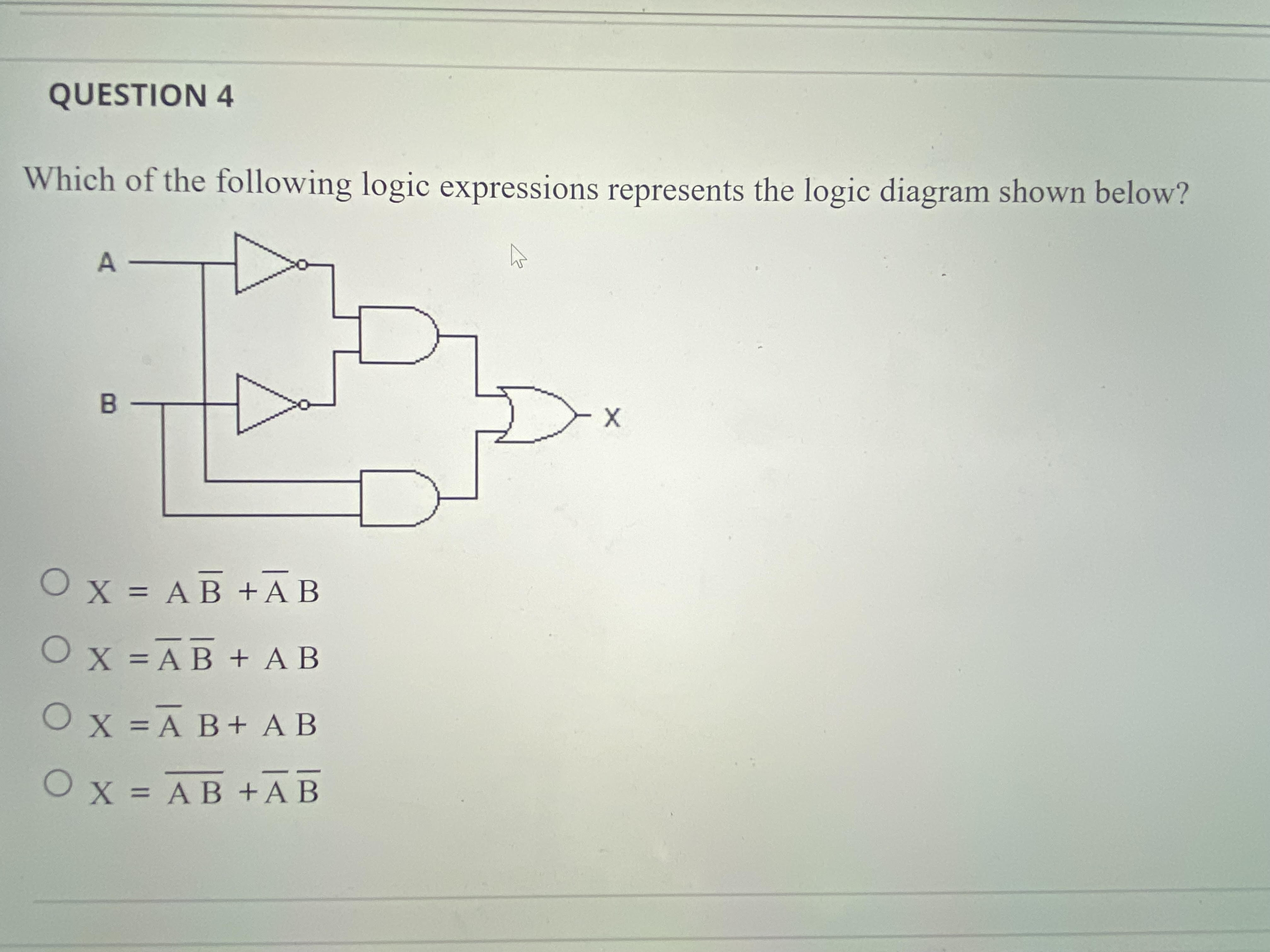 Solved Which Of The Following Logic Expressions Represents 