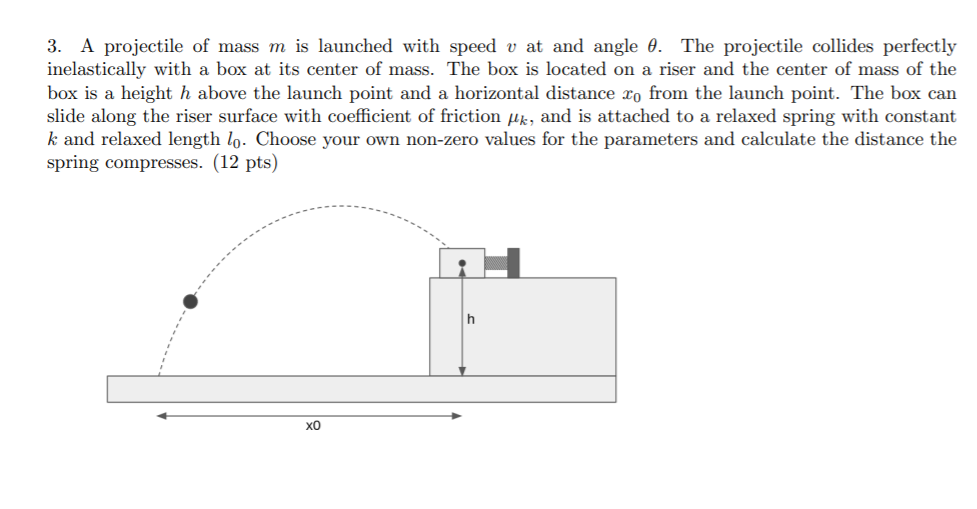 Solved 3. A projectile of mass m is launched with speed v at | Chegg.com