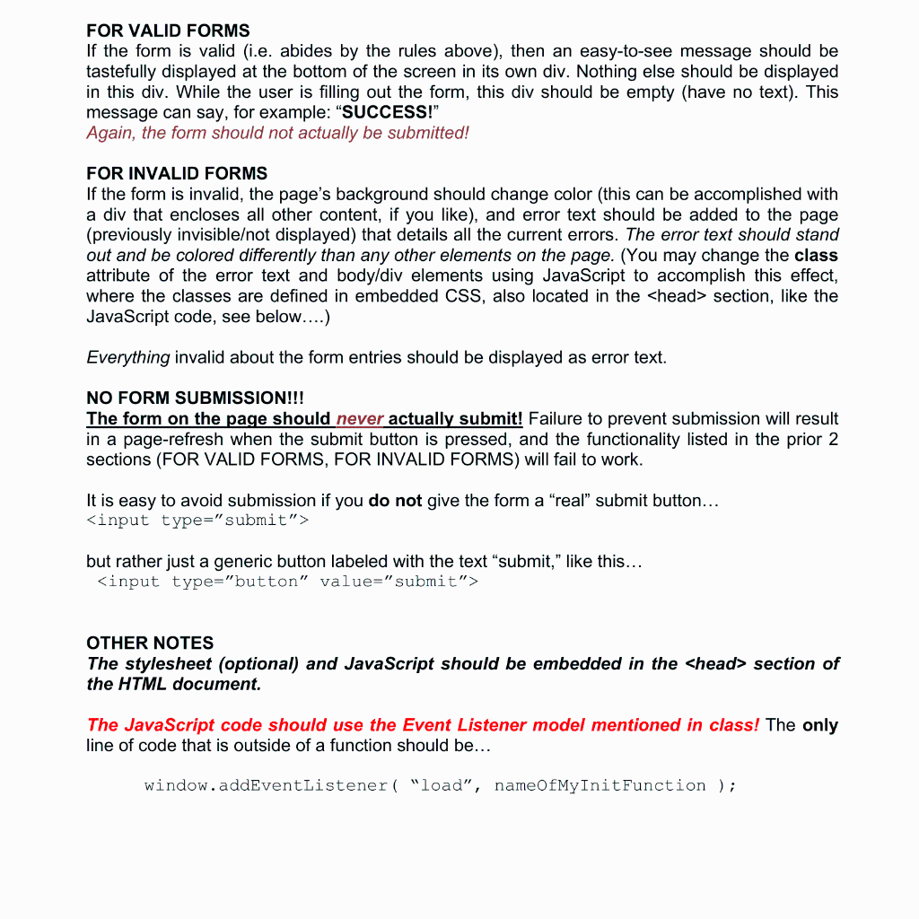 Solved Purpose: You are going to learn basic form validation | Chegg.com