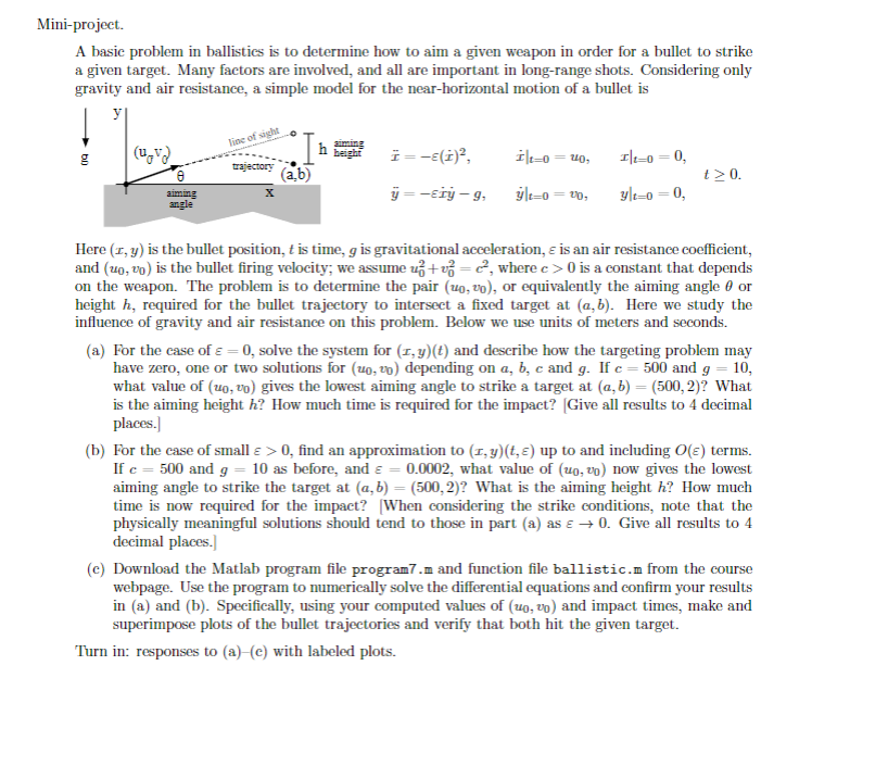 A basic problem in ballistics is to determine how to | Chegg.com