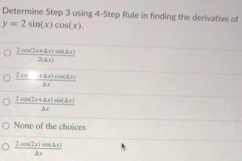 Solved Determine Step 3 using 4-Step Rule in finding the | Chegg.com