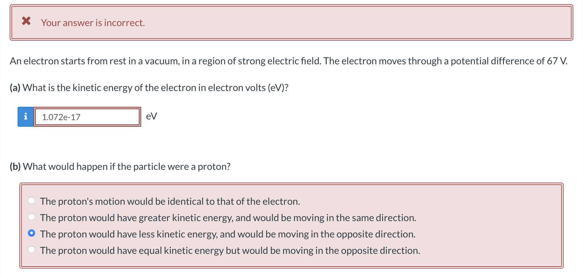 Solved An electron starts from rest in a vacuum, in a region | Chegg.com