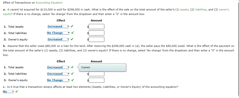 Solved Effect of Transactions on Accounting Equation a. A | Chegg.com