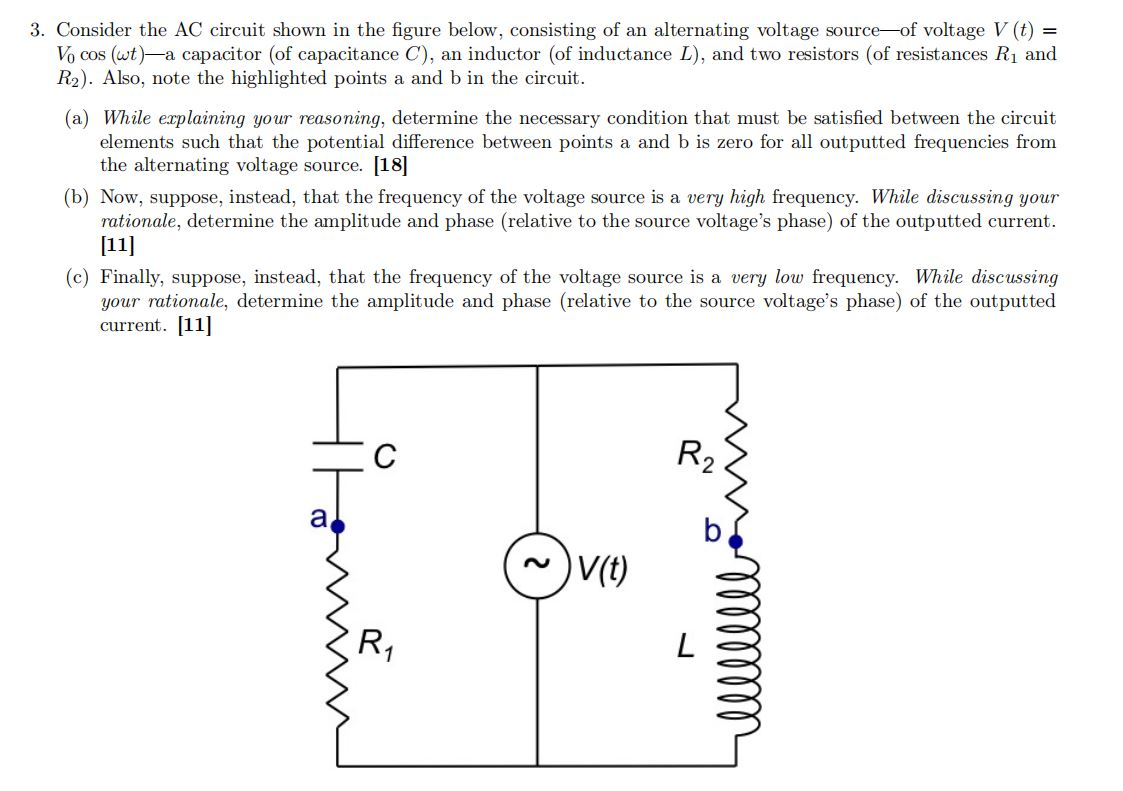 Solved 3. Consider the AC circuit shown in the figure below, | Chegg.com