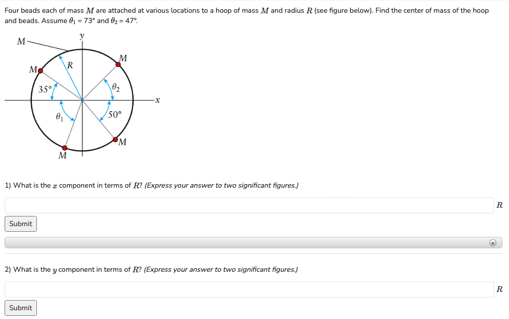 Solved Four beads each of mass M are attached at various | Chegg.com