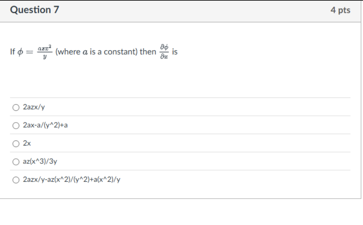 Solved Question 7If φ=a×?2y (where a ﻿is a constant) ﻿then | Chegg.com