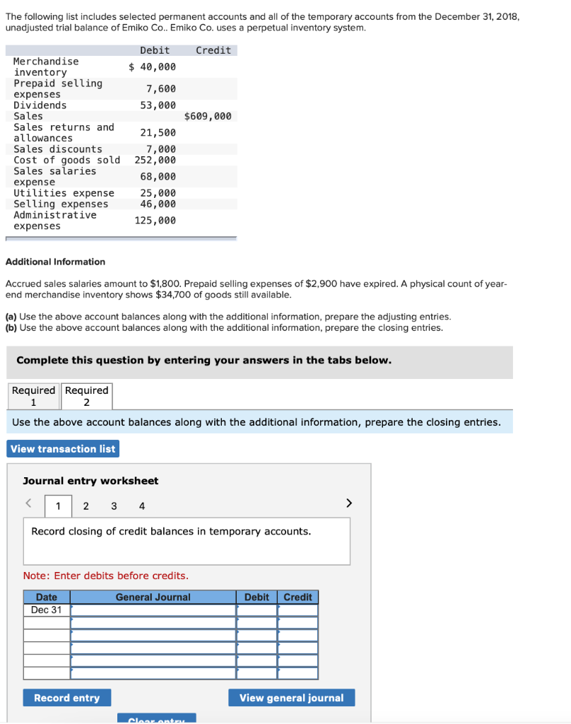 Solved The following list includes selected permanent | Chegg.com