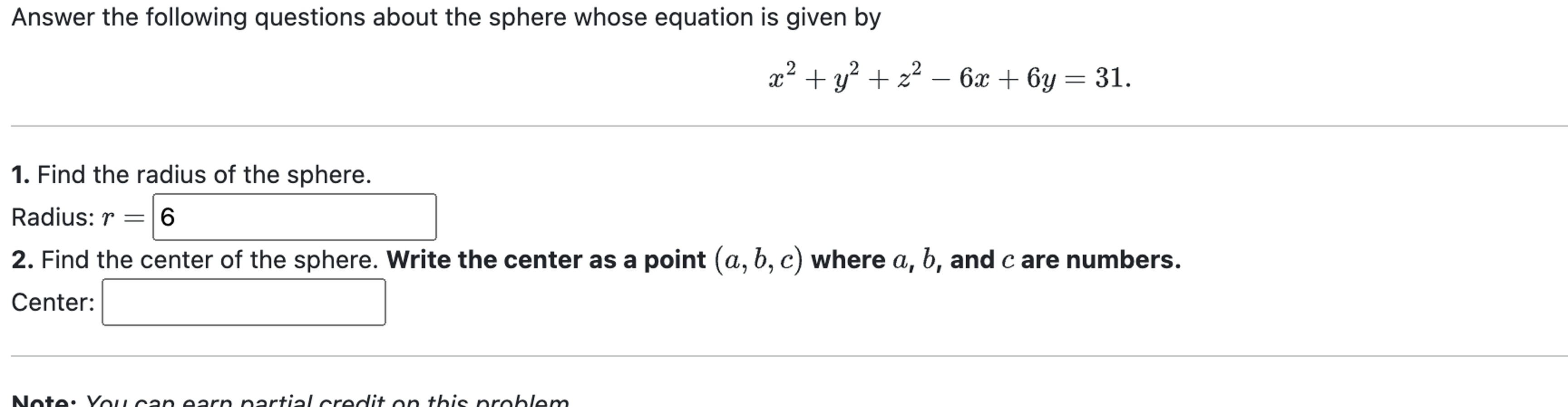 Solved Answer the following questions about the sphere whose | Chegg.com