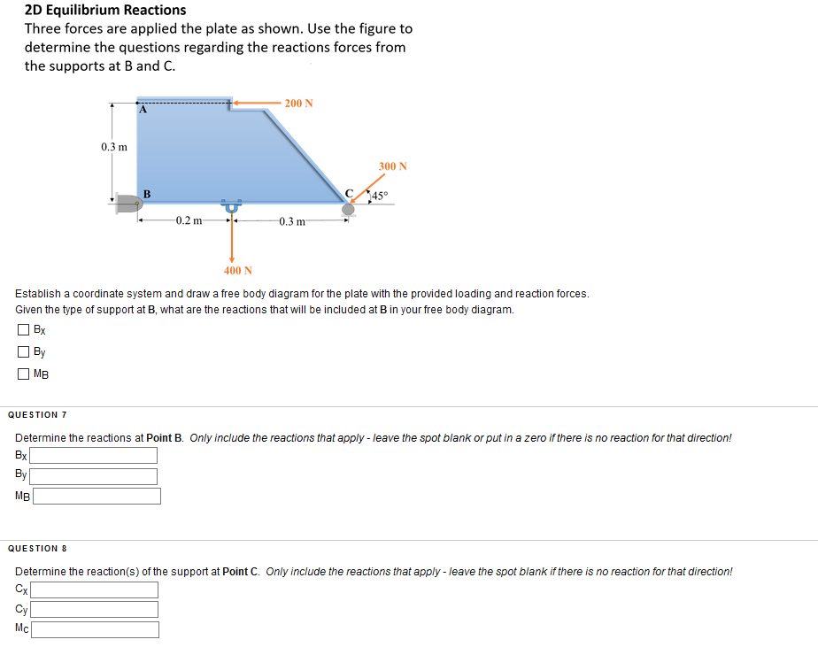 Solved 2D Equilibrium Reactions Three forces are applied the | Chegg.com