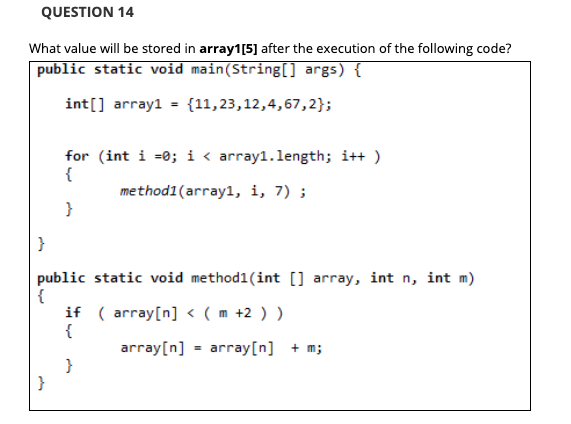 Solved What value will be stored in array1[5] after the | Chegg.com